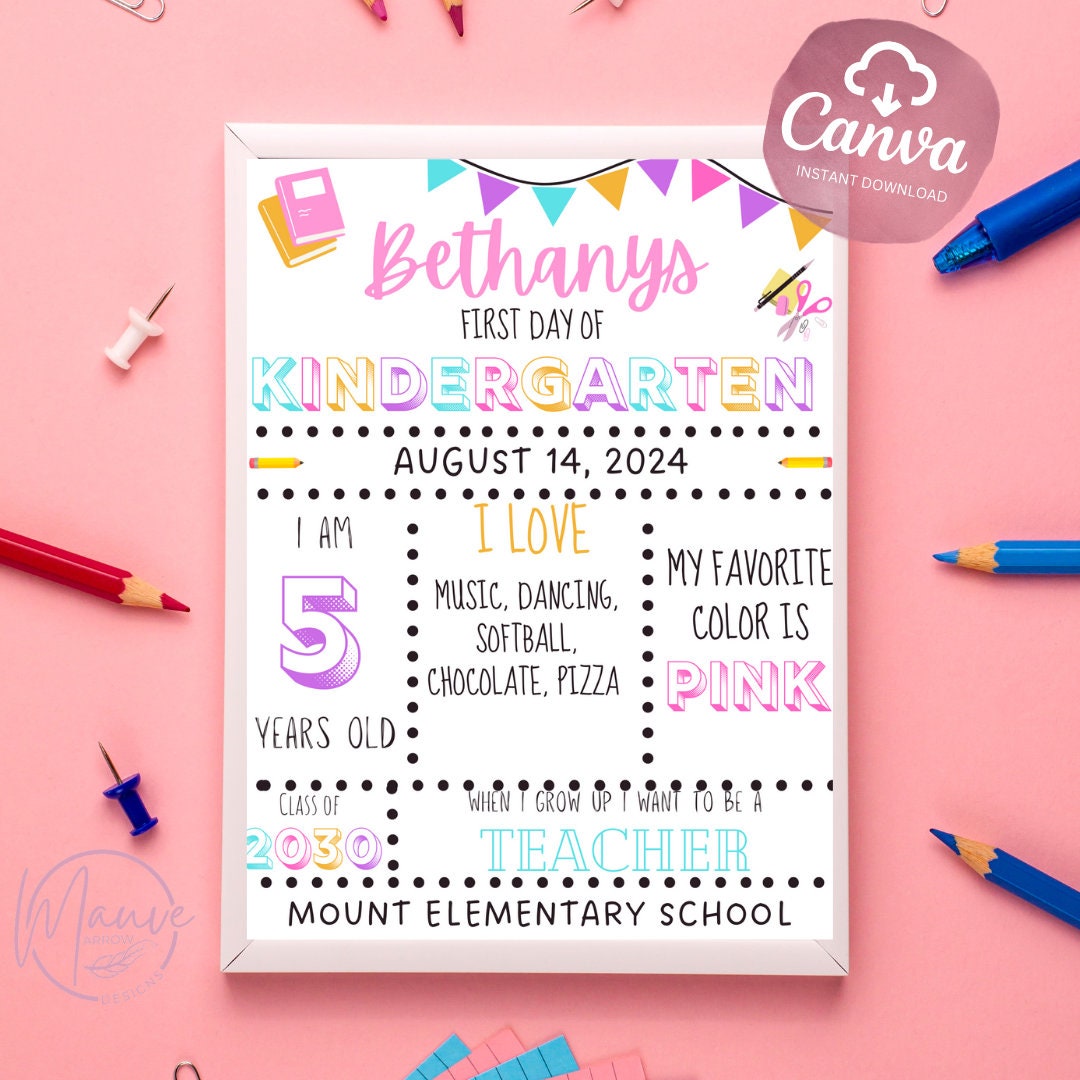 Girl Chalkboard Back to School Sign | First Day of School | Printable ...