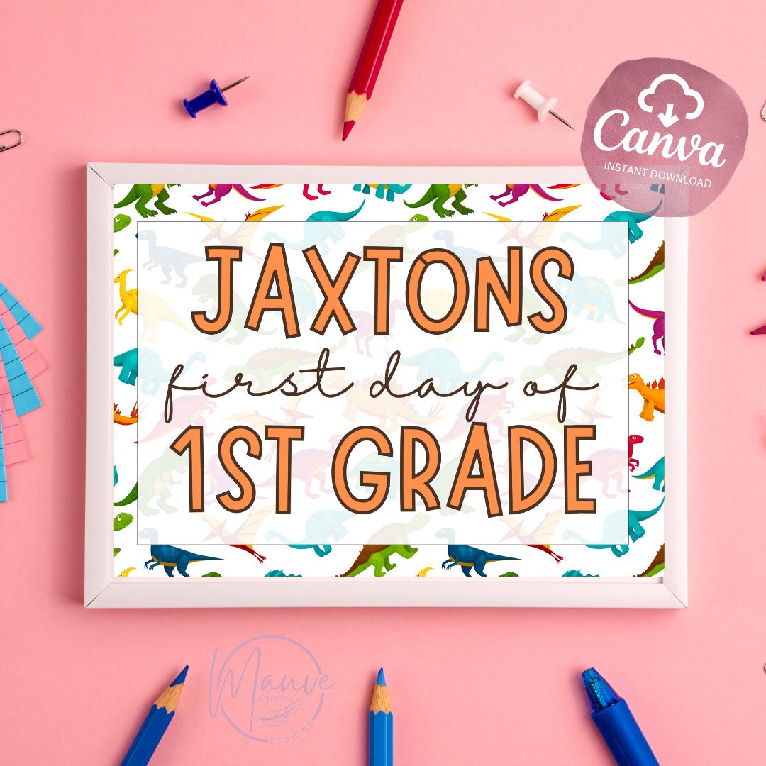 Dinosaur Back to School Sign | First Day of School | Printable Reusable ...