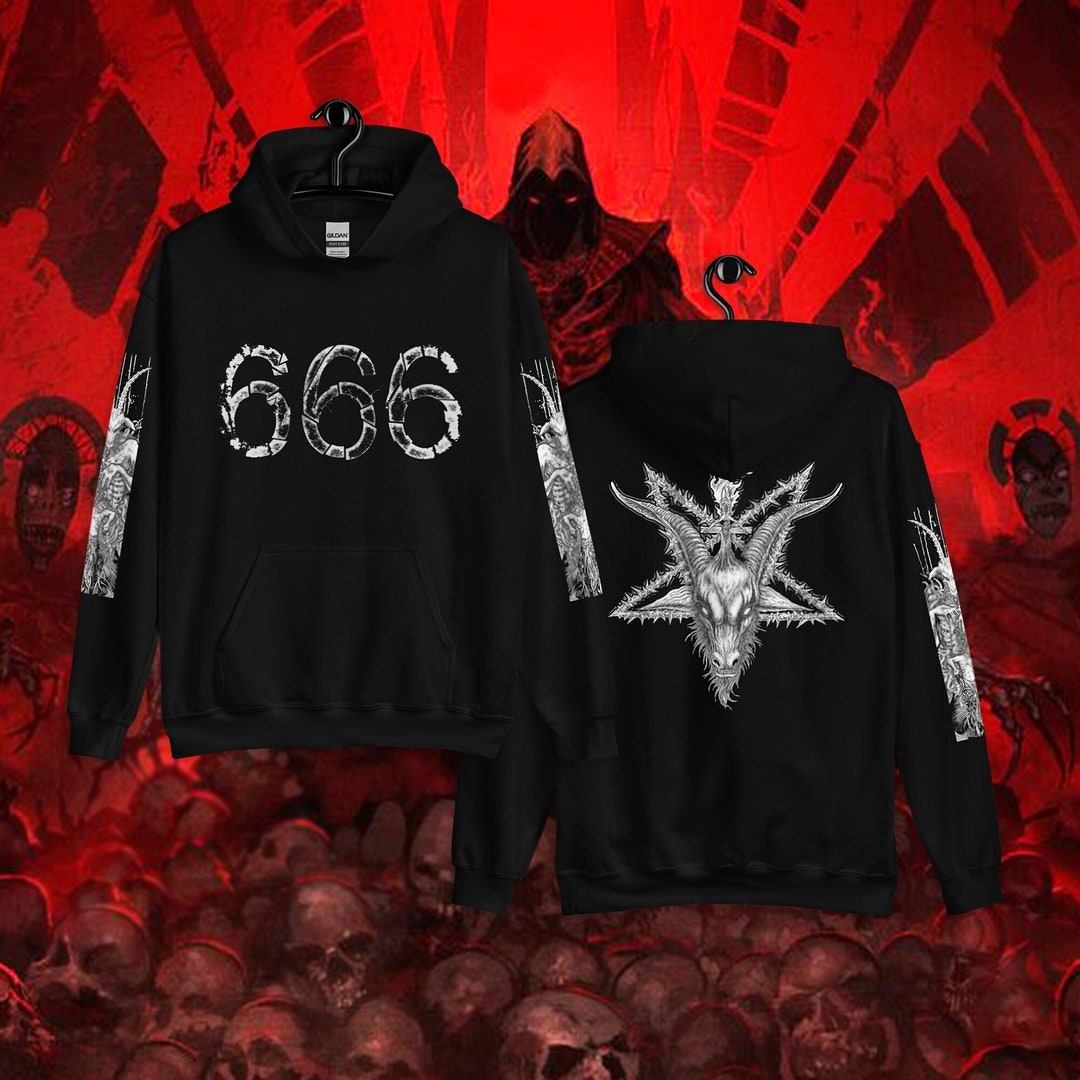 BAPHOMET 666 Hoodie | Nazarene Crucified | Black Death Metal | Satanic ...
