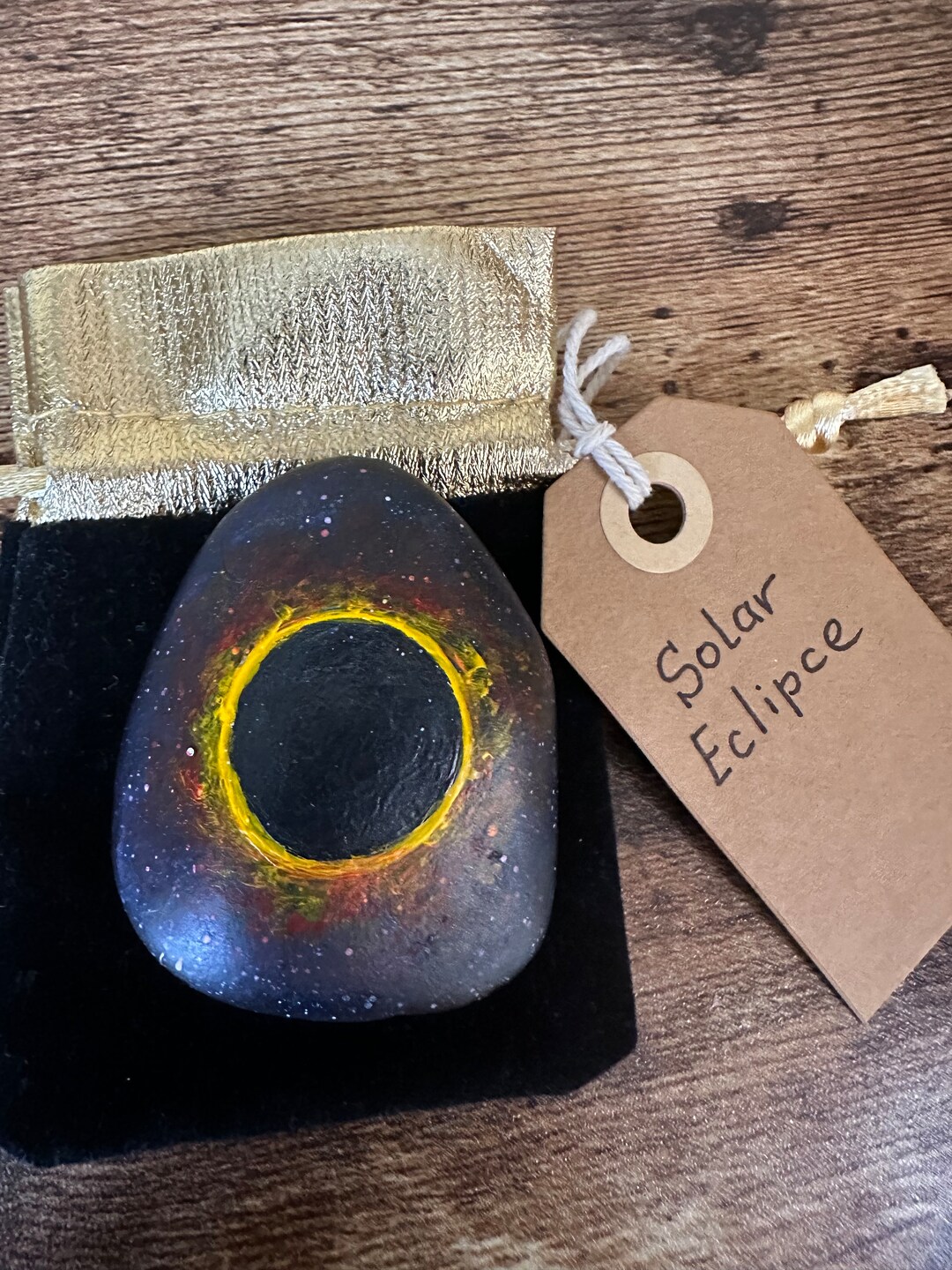 Solar Eclipse Hand Painted Rock Made in Canada - Etsy
