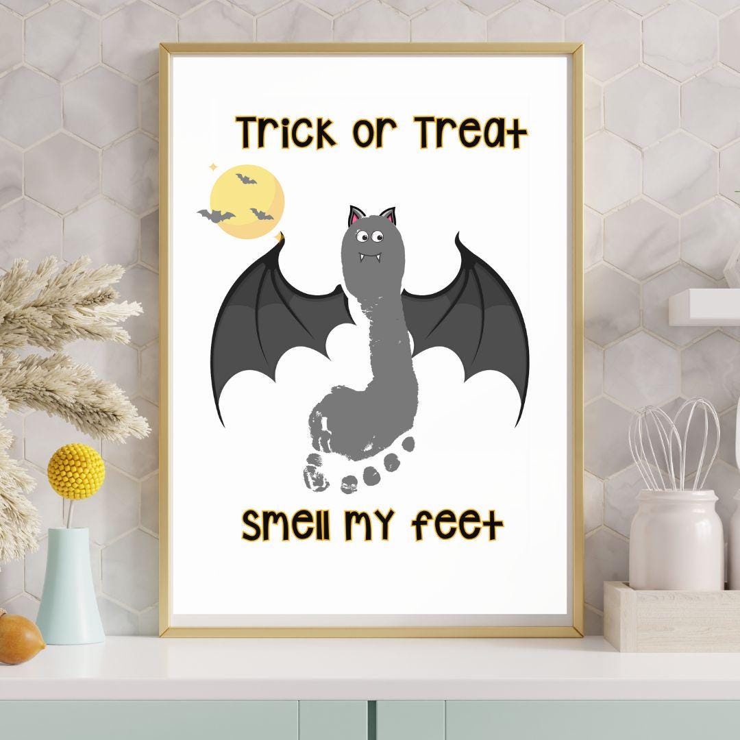 Trick or Treat Footprint Art, Halloween Card From Kids, Classroom, Home ...