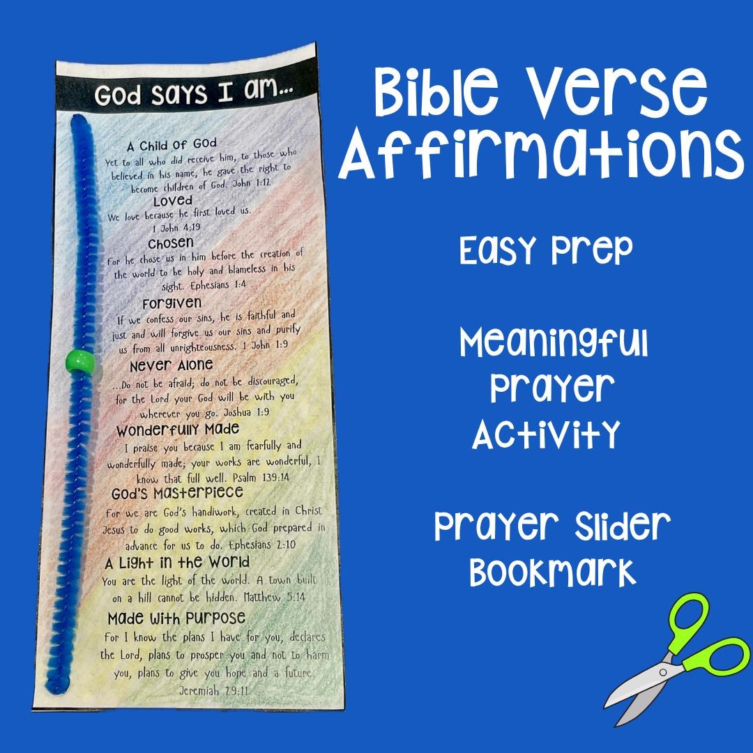 Bible Affirmations Prayer Slider Bookmark, God Says I Am, Who I Am in ...