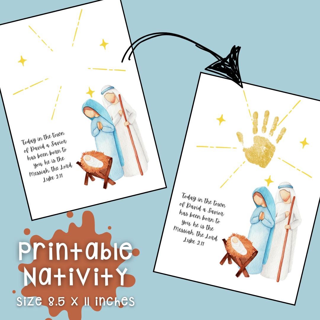 Nativity Hand Print, Preschool Christmas Crafts With Baby, Christmas ...