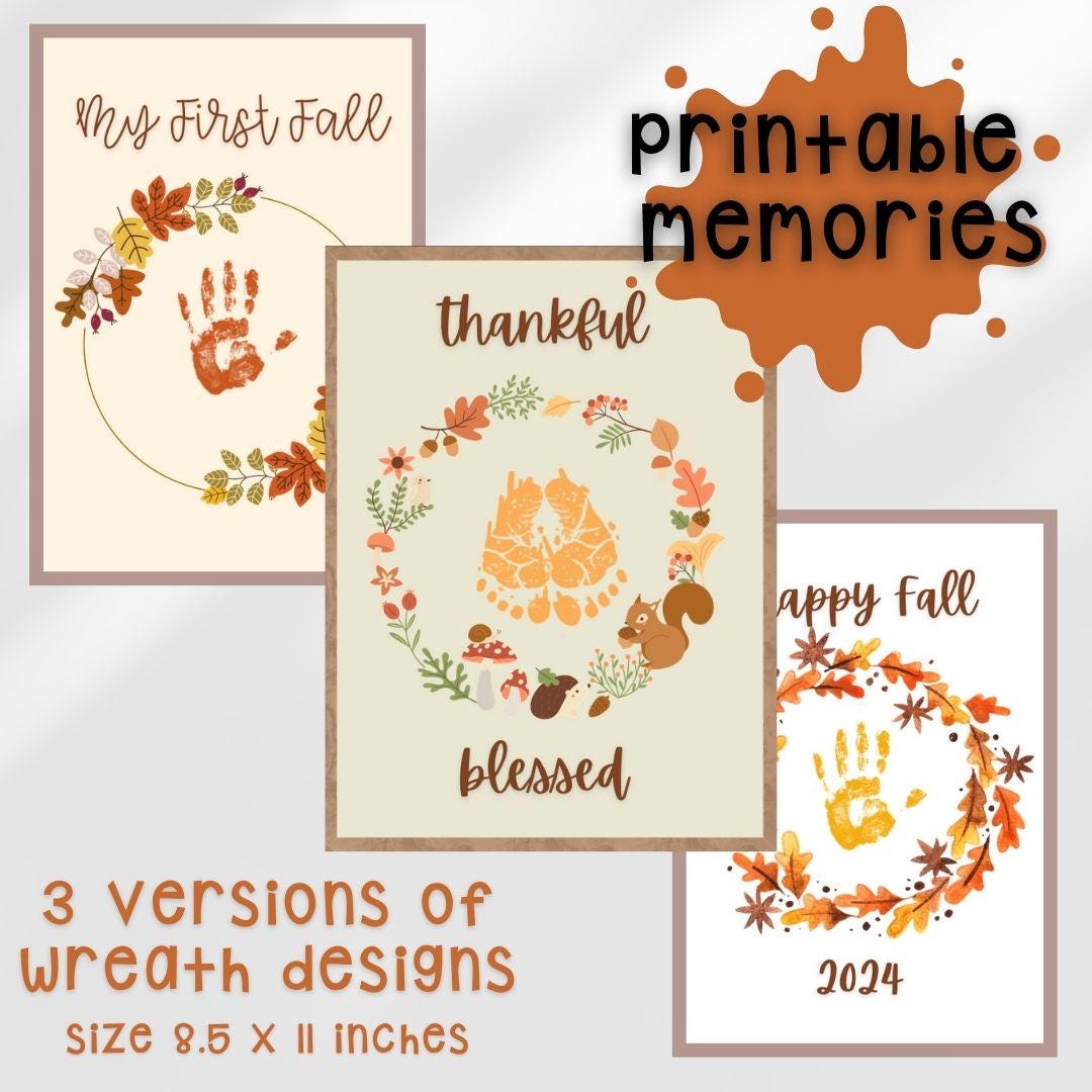 Fall Wreath Hand Print Art Craft for Kids Fall October Painting With ...