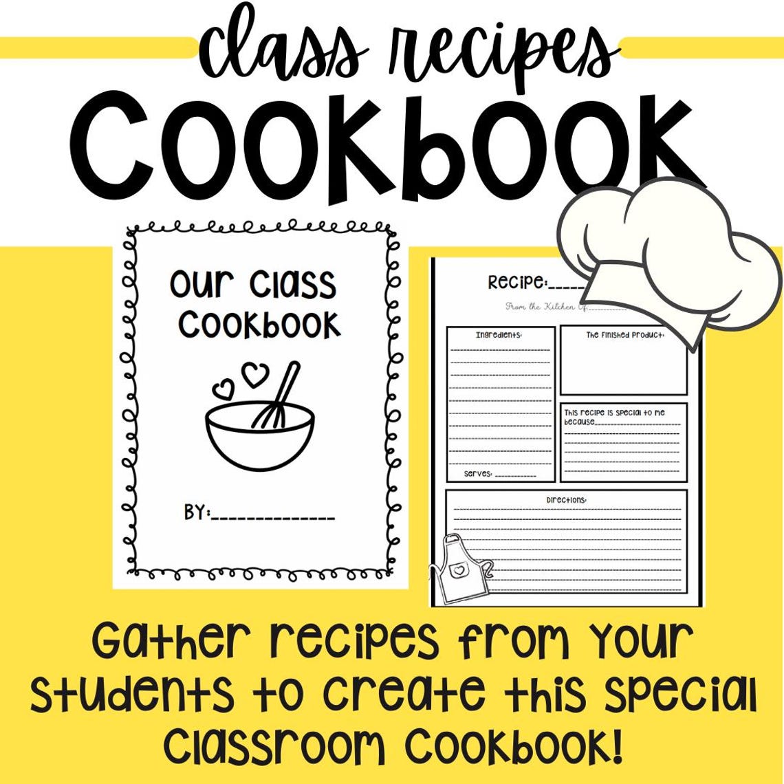 Classroom Recipe Book, Class Cookbook, Recipe Template Page, Holiday ...