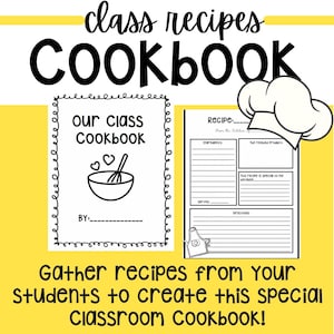 Classroom Recipe Book, Class Cookbook, Recipe Template Page, Holiday ...