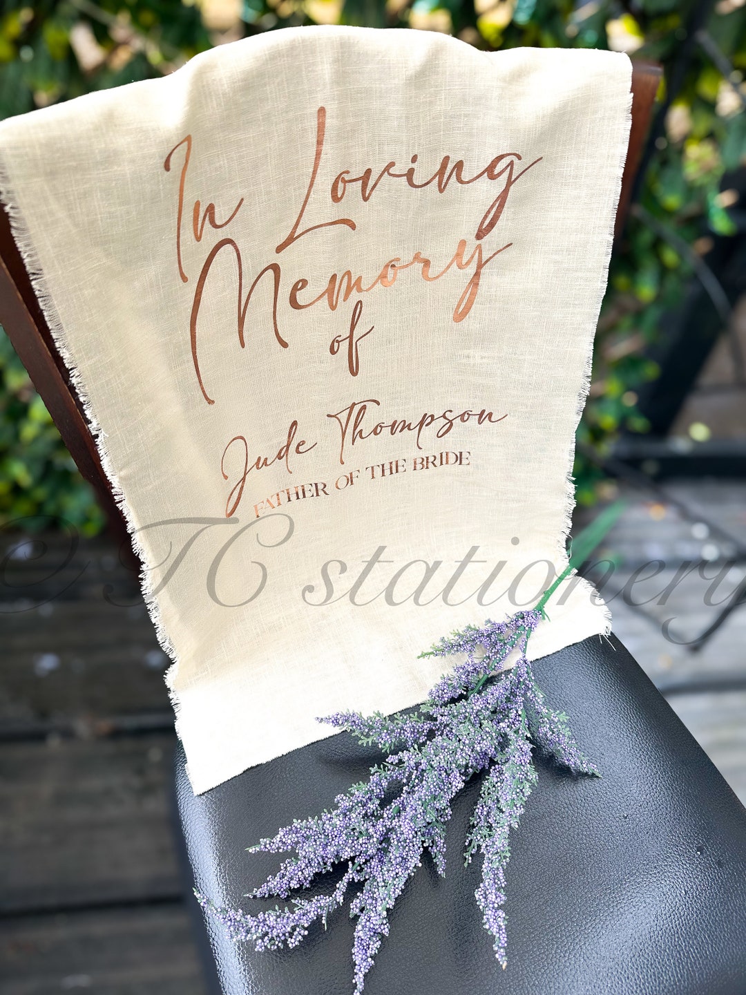 Personalised in Loving Memory Wedding Memorial Chair Sash ...