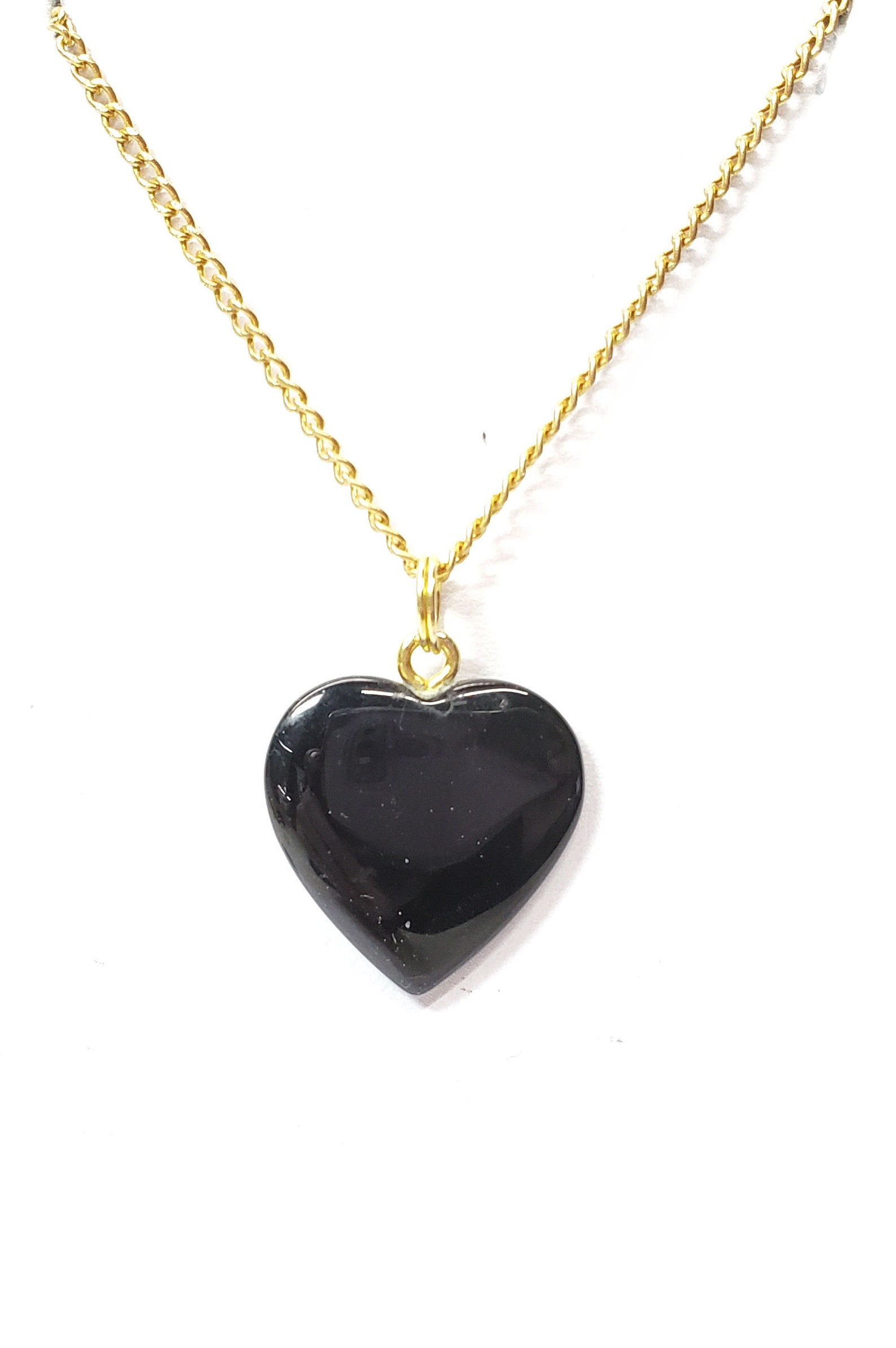 Black Onyx Heart Pendant, Reversible, Cubic on 1 Side, With Chain - Etsy