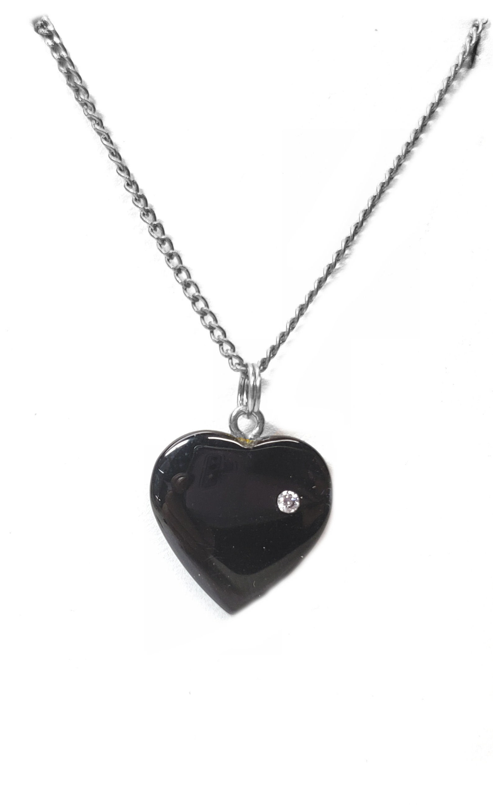 Black Onyx Heart Pendant, Reversible, Cubic on 1 Side, With Chain - Etsy