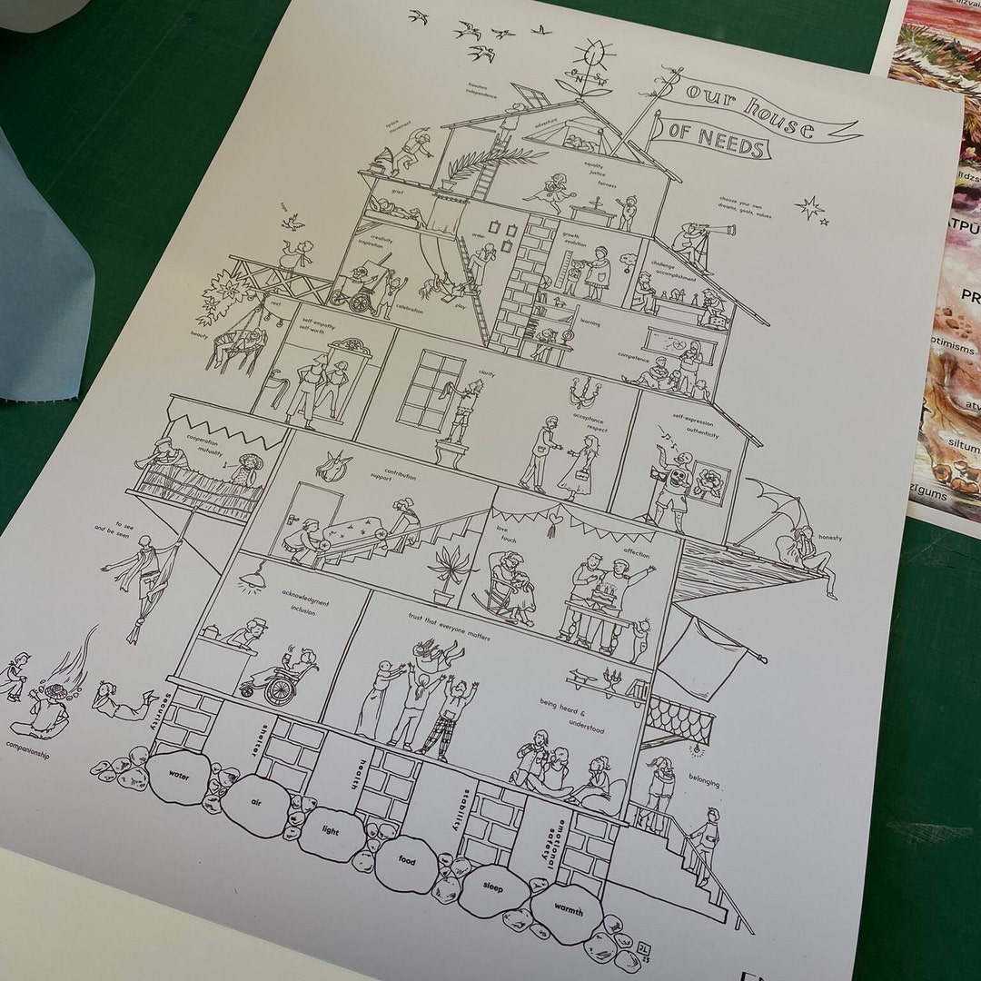 Our House of Needs - Coloring Poster | Educative Poster | Maslow's ...
