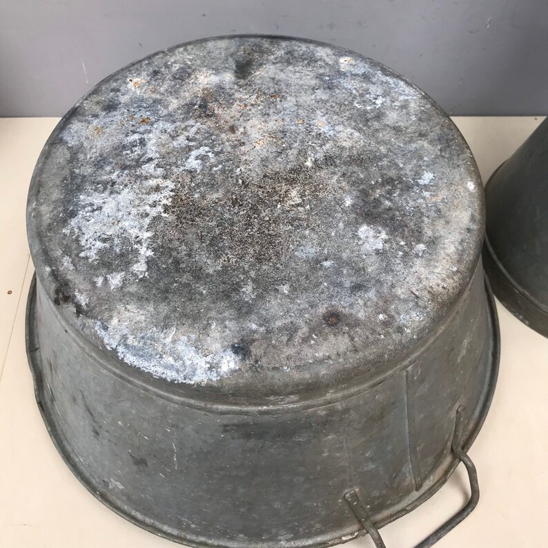 Beautiful Extra Large Vintage French Gray Metal Basin and | Etsy