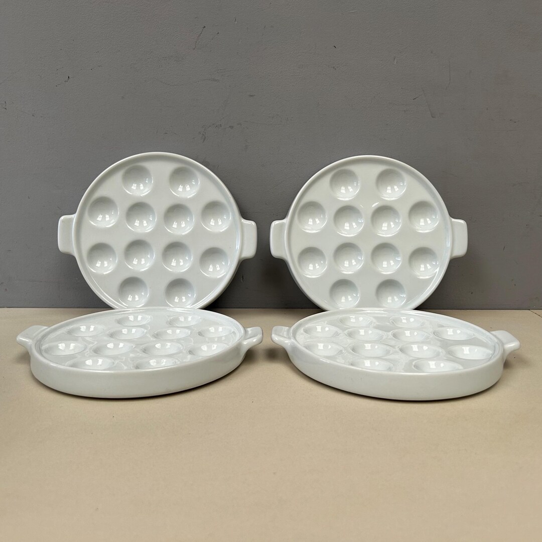 Set of 4 Porcelaine Tradition CNP French Snail Escargot Pans Serving ...