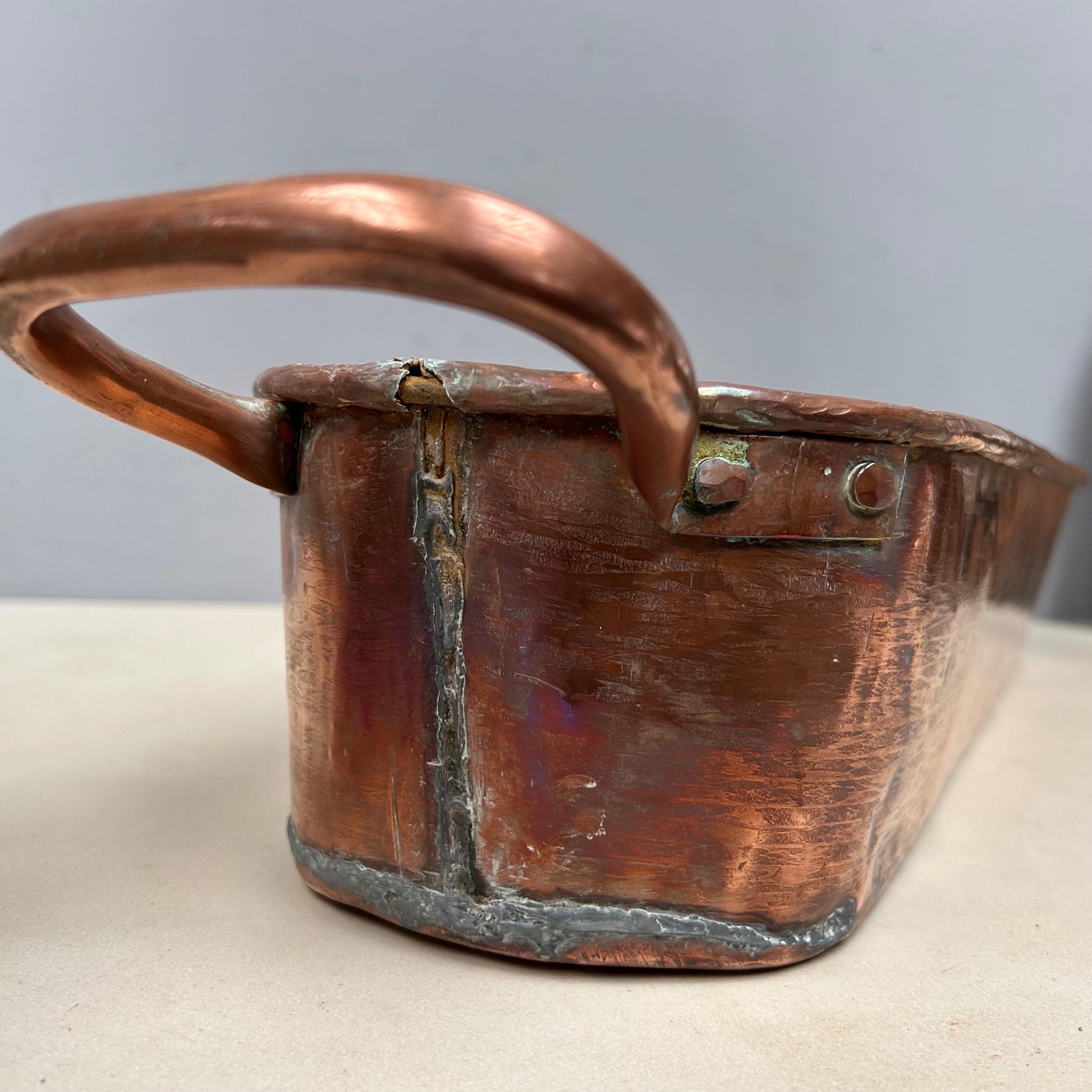 Large Antique French Copper Fish Poacher, Kettle or Poaching Pan Trough ...