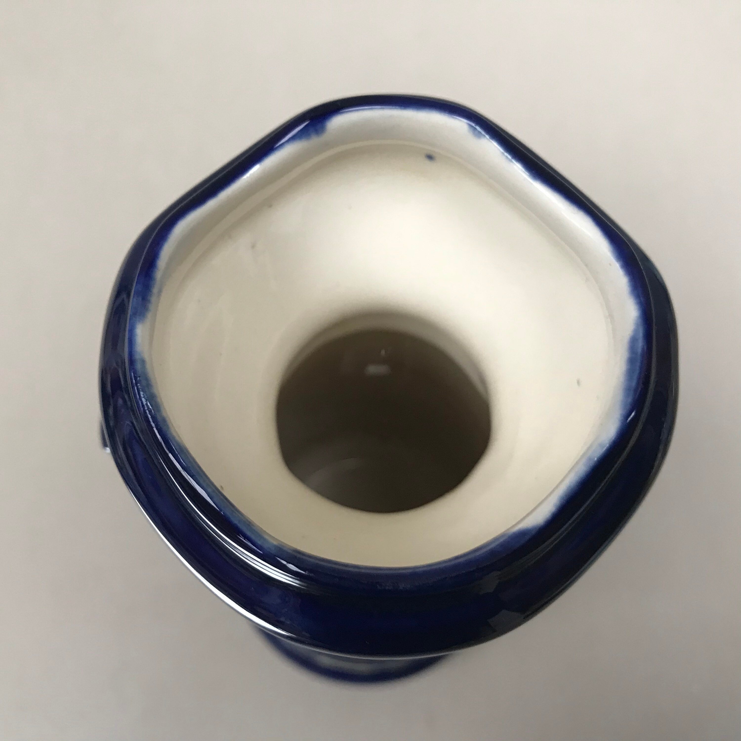 Vintage French Rich Blue Vase Antique Ceramic Majolica De Bruyn Fives ...