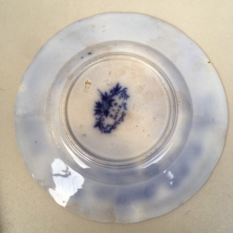 Set of 4 Antique U & C Epine Blue Flow Ware Desert plates | Etsy