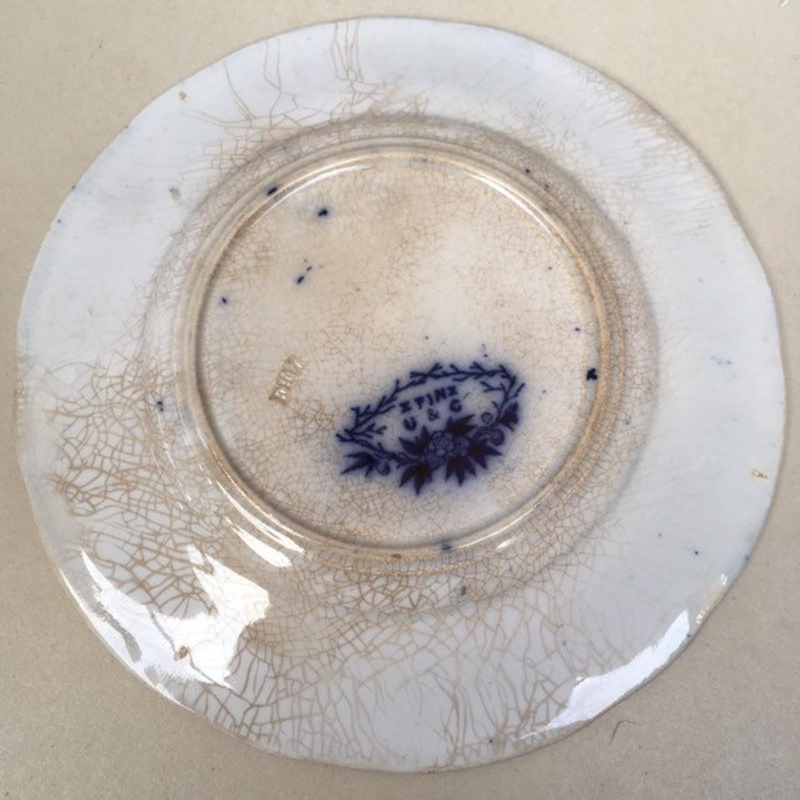 Set of 4 Antique U & C Epine Blue Flow Ware Desert plates | Etsy