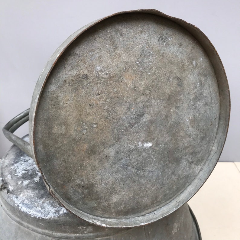 Beautiful Extra Large Vintage French Gray Metal Basin and | Etsy