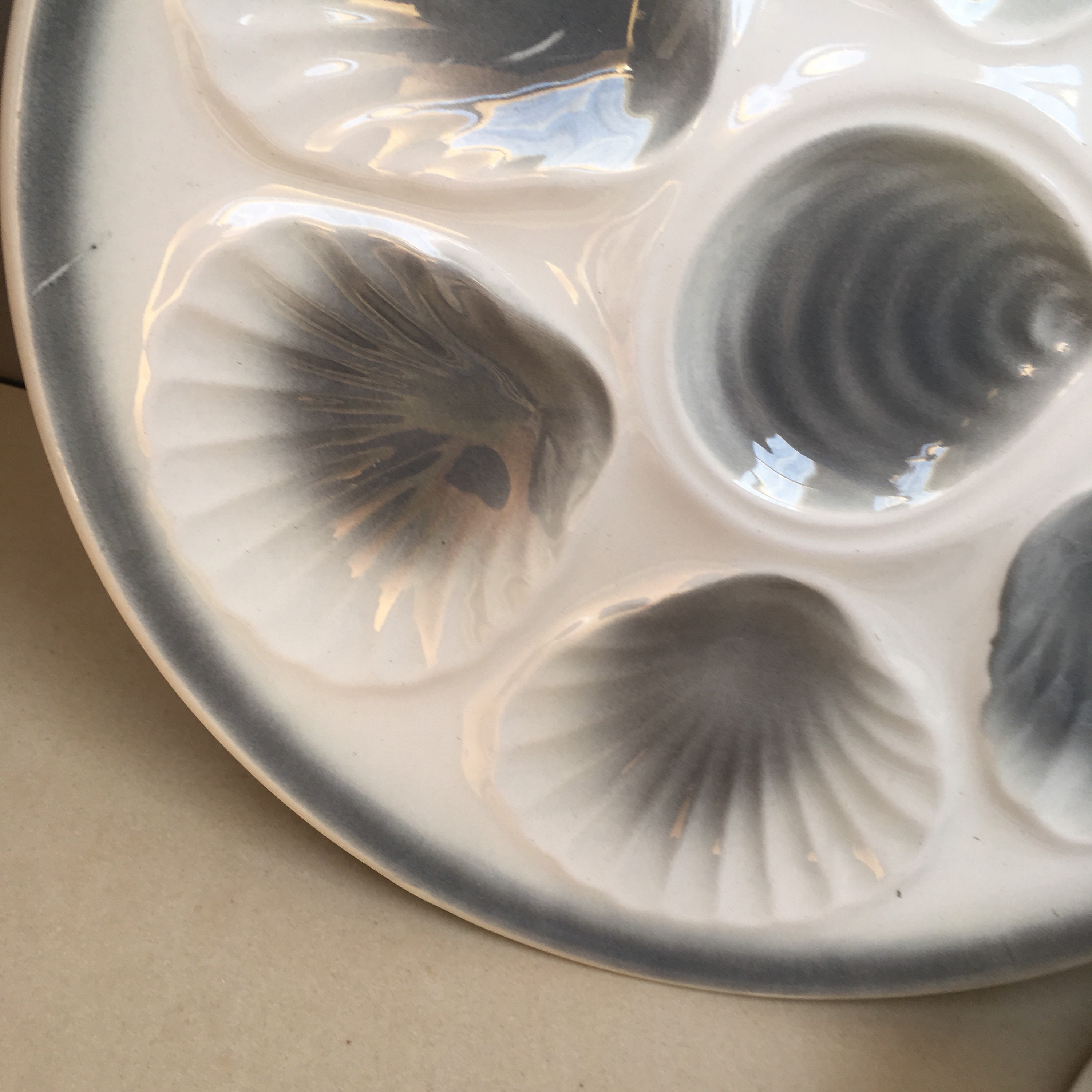 FULL SET French Oyster or Clam Large Serving Platter and 6 | Etsy