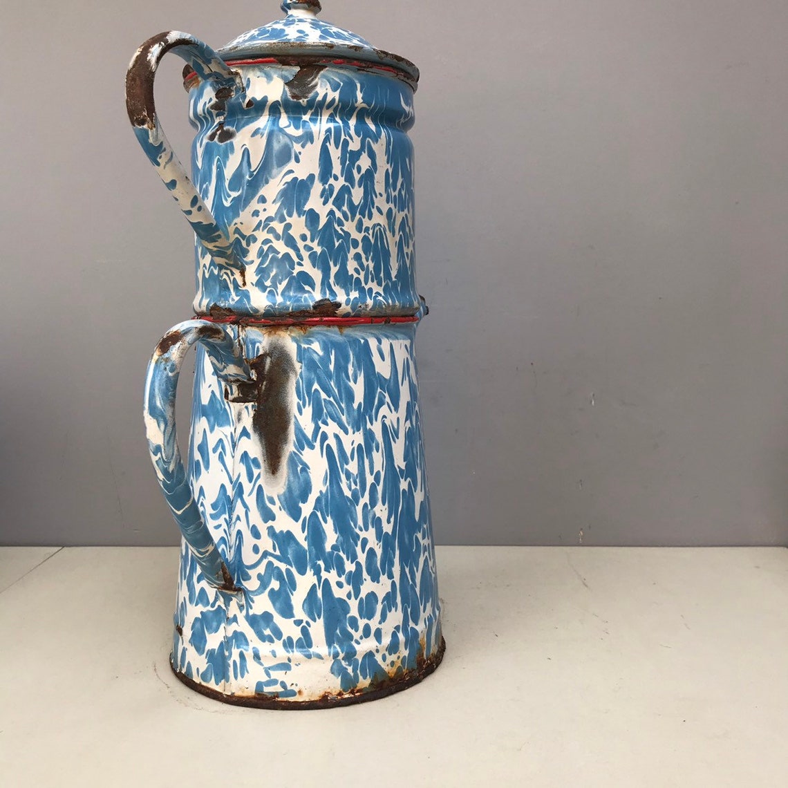 Large Vintage French Enamel Cafetiere Coffee Pot Jug | Etsy