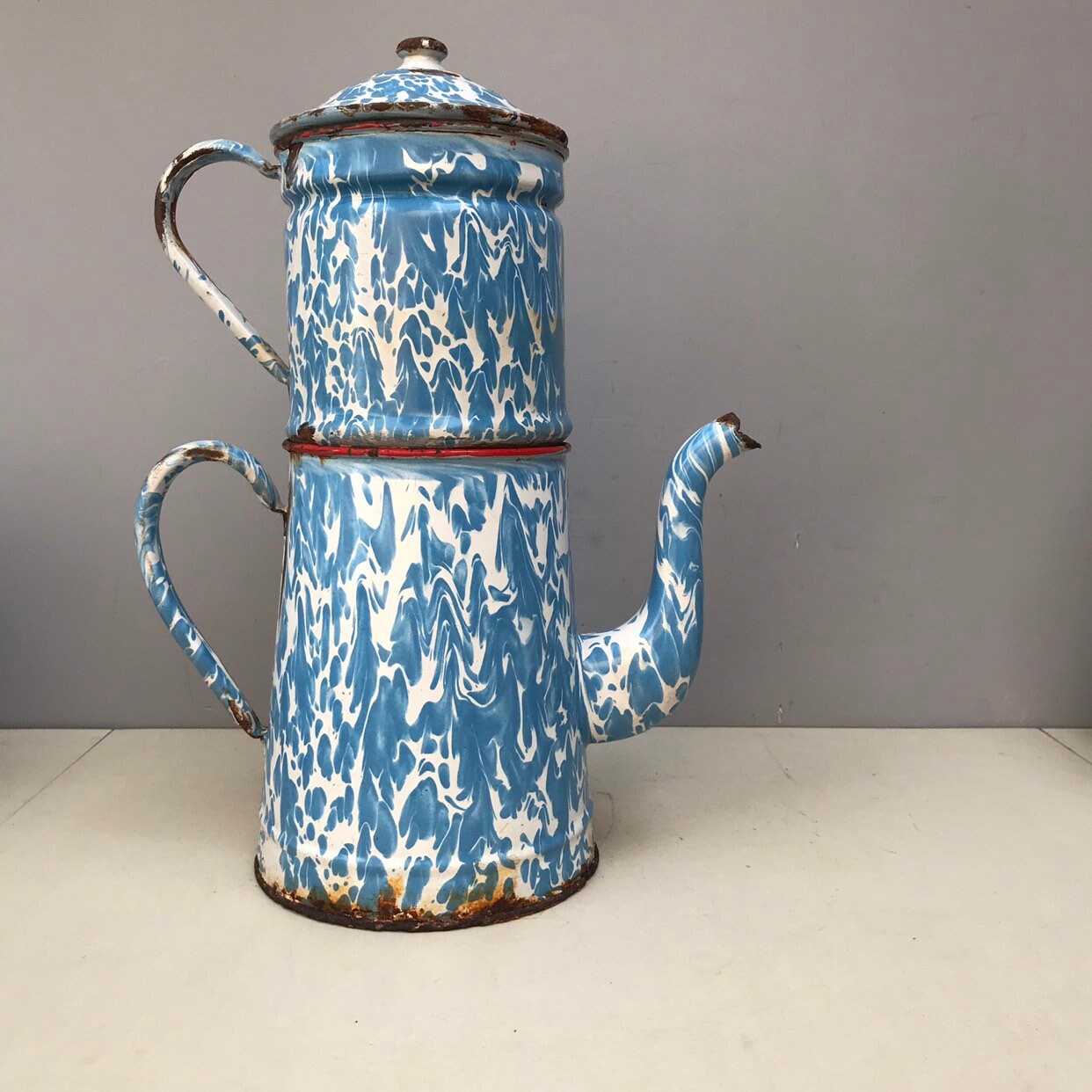 Large Vintage French Enamel Cafetiere Coffee Pot Jug | Etsy