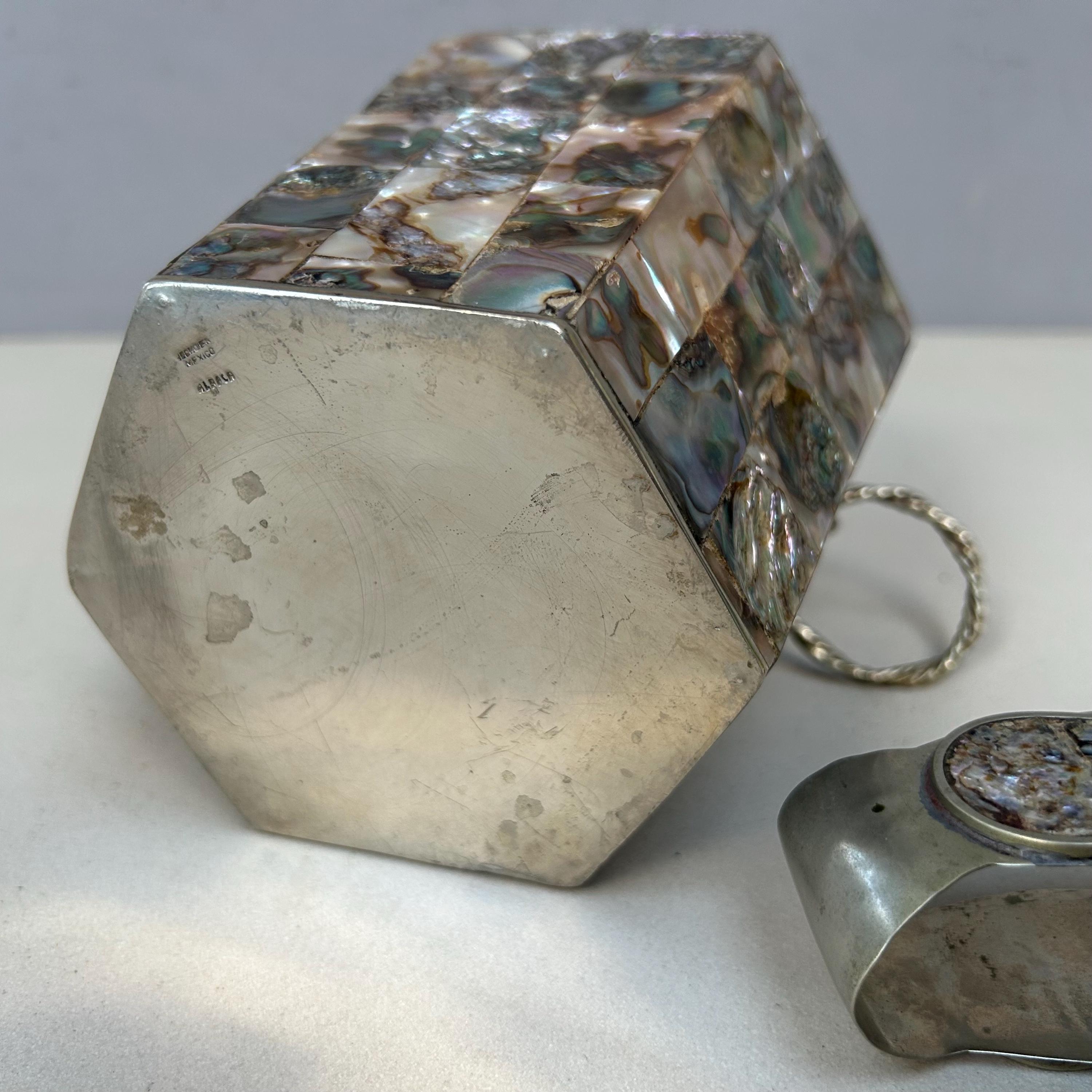 Vintage Mexican Abalone & Alpaca Silver Shell Mother of Pearl Ice ...
