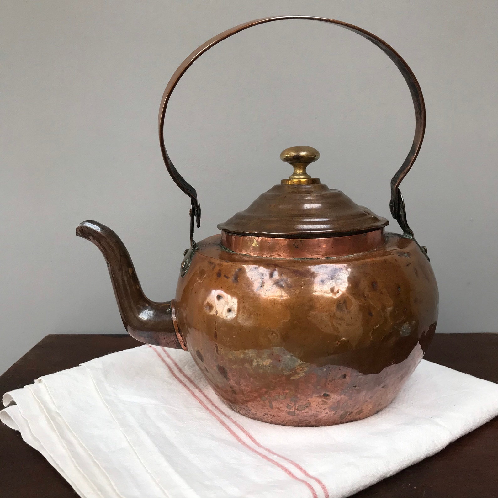 Antique French Copper Kettle – Shabby Chic Teapot, Decorative Use Only ...