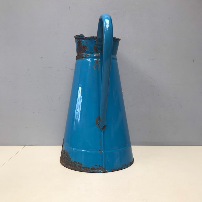 Vintage French Large Enamel Water Pitcher. Shabby Chic & - Etsy