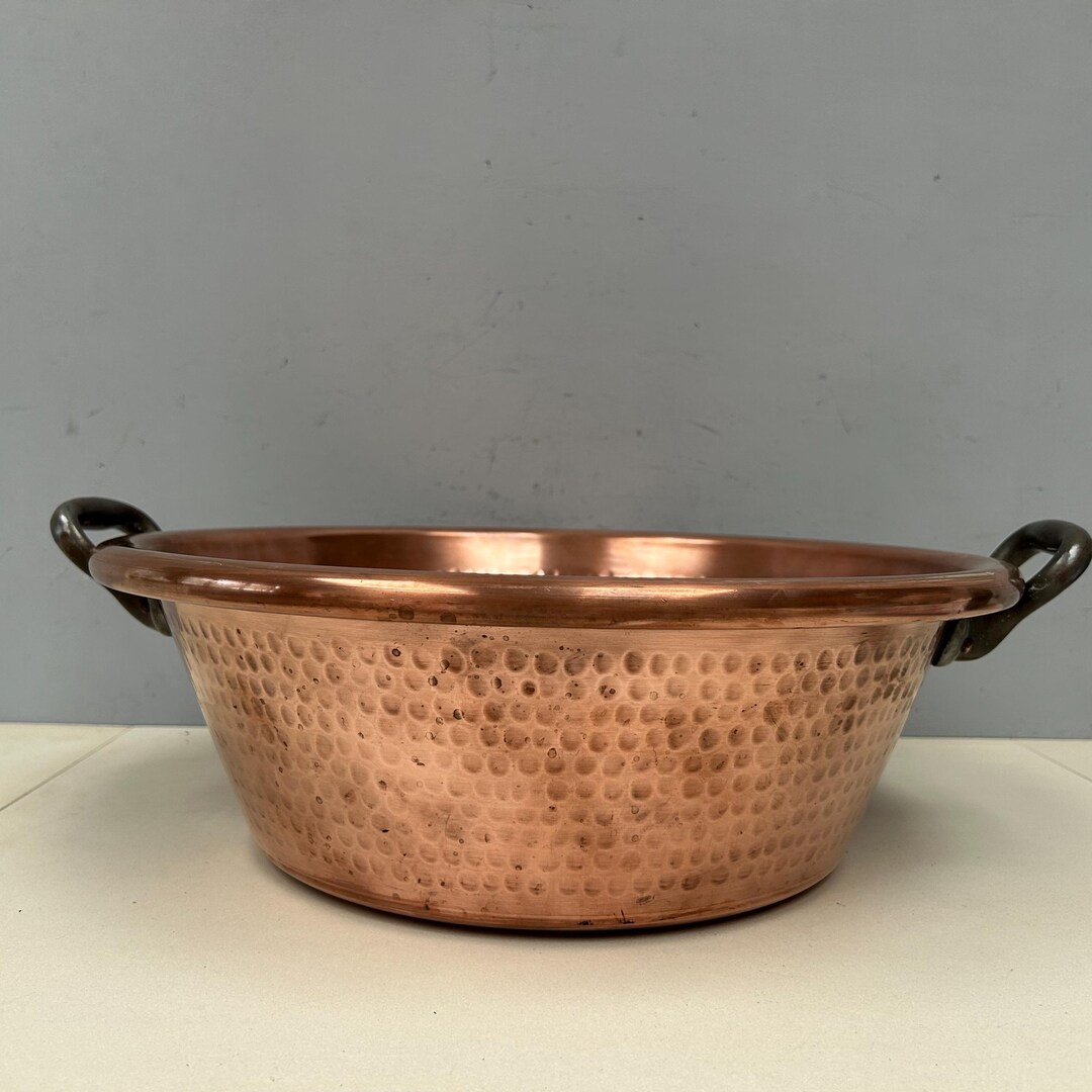 2.6kg Heavy Vintage French Copper Jam Pan or Preserves Pot Making Jello ...
