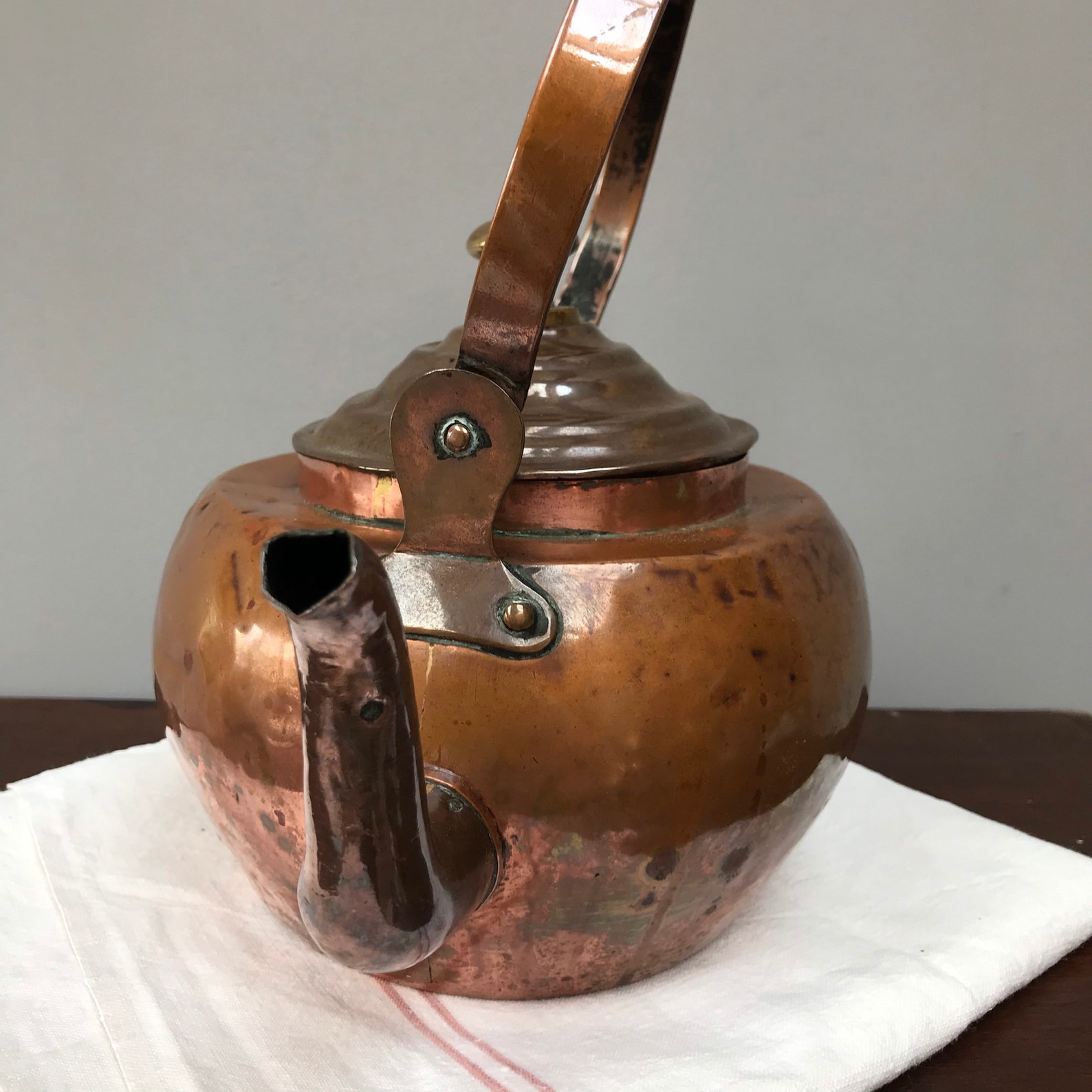 Antique French Copper Kettle – Shabby Chic Teapot, Decorative Use Only ...