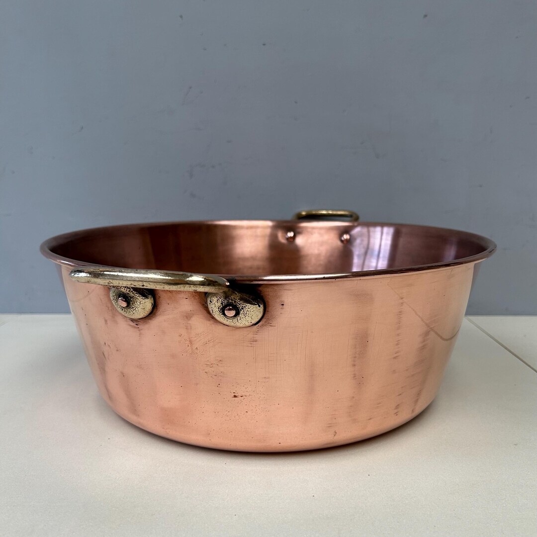 Vintage 1.7kg French Copper Jam Preserves Large Pan Rolled Rim and ...
