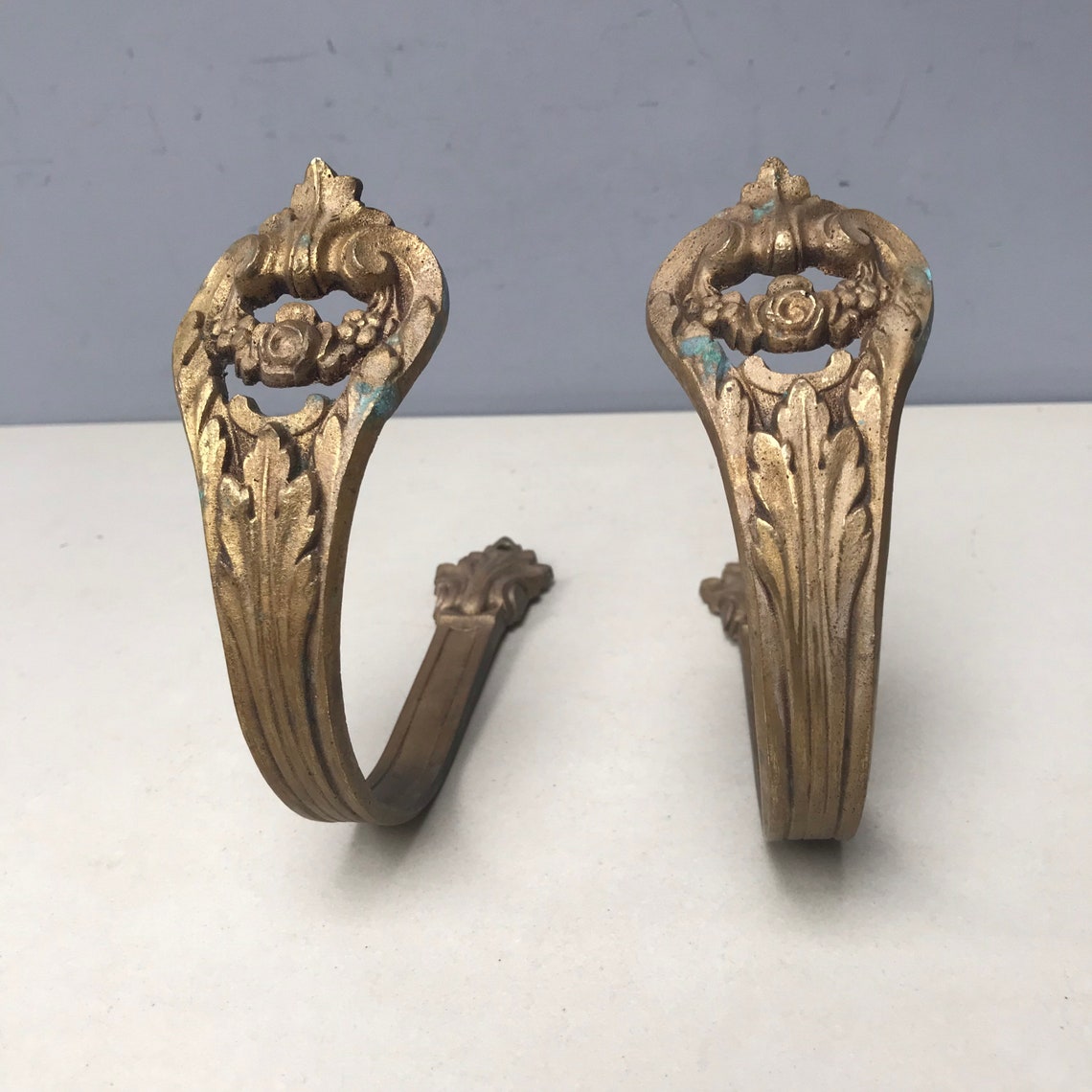 Pair of Large Antique French Gilt Bronze Curtain Tiebacks Hooks Tie ...