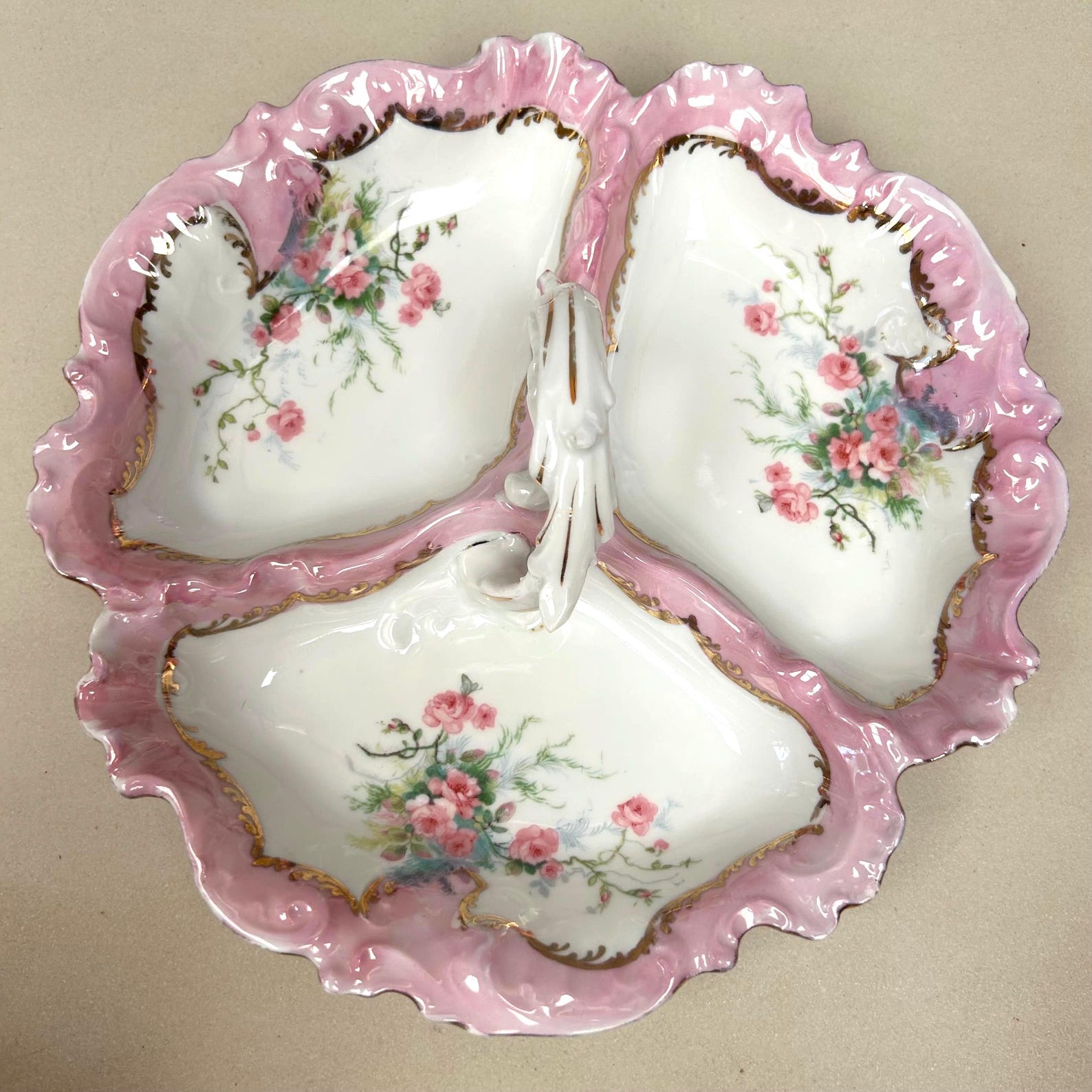 Antique Prov Saxe E.S Germany Serving Bowl White Porcelaine Flowers ...