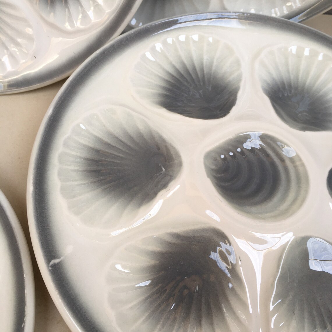 FULL SET French Oyster or Clam Large Serving Platter and 6 | Etsy