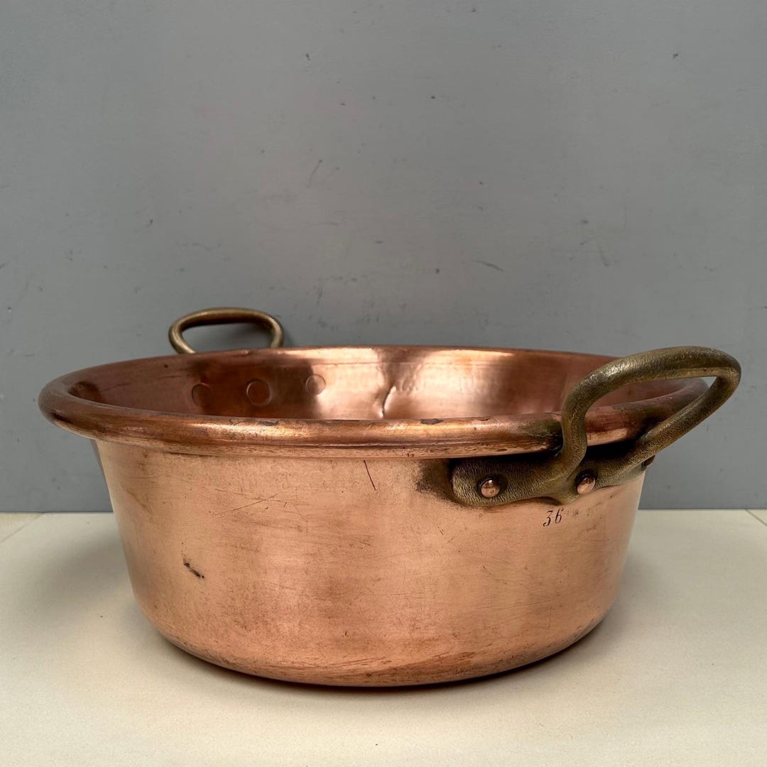 Heavy 4.2kg!! Vintage French Copper Jam Pan or Preserves Pot Making ...