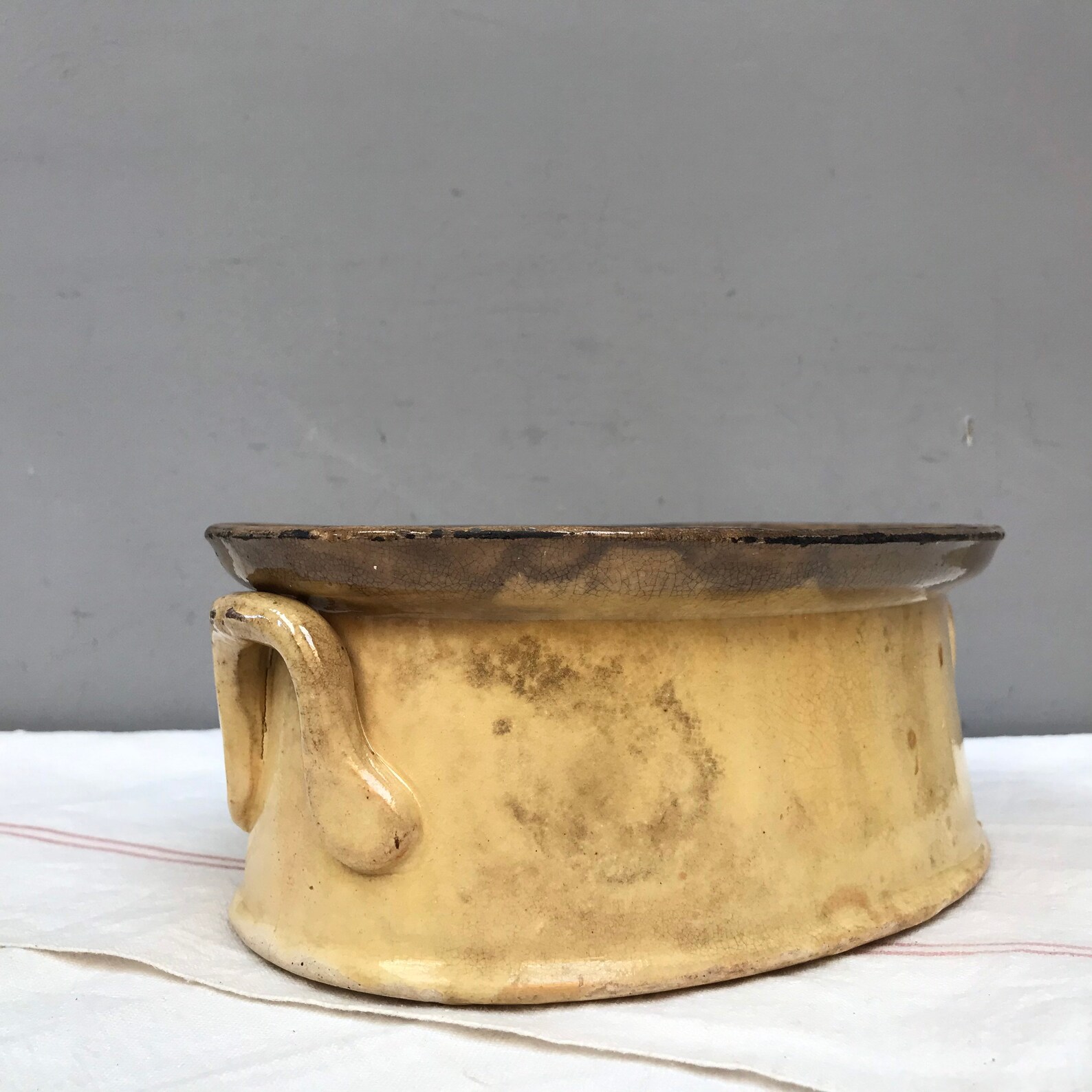 Unique Large Oval Antique French Stoneware cooking pot. | Etsy