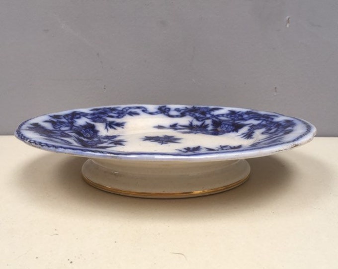Antique U & C Epine Blue Flow Ware Desert Pedestal Cake Plate - Etsy