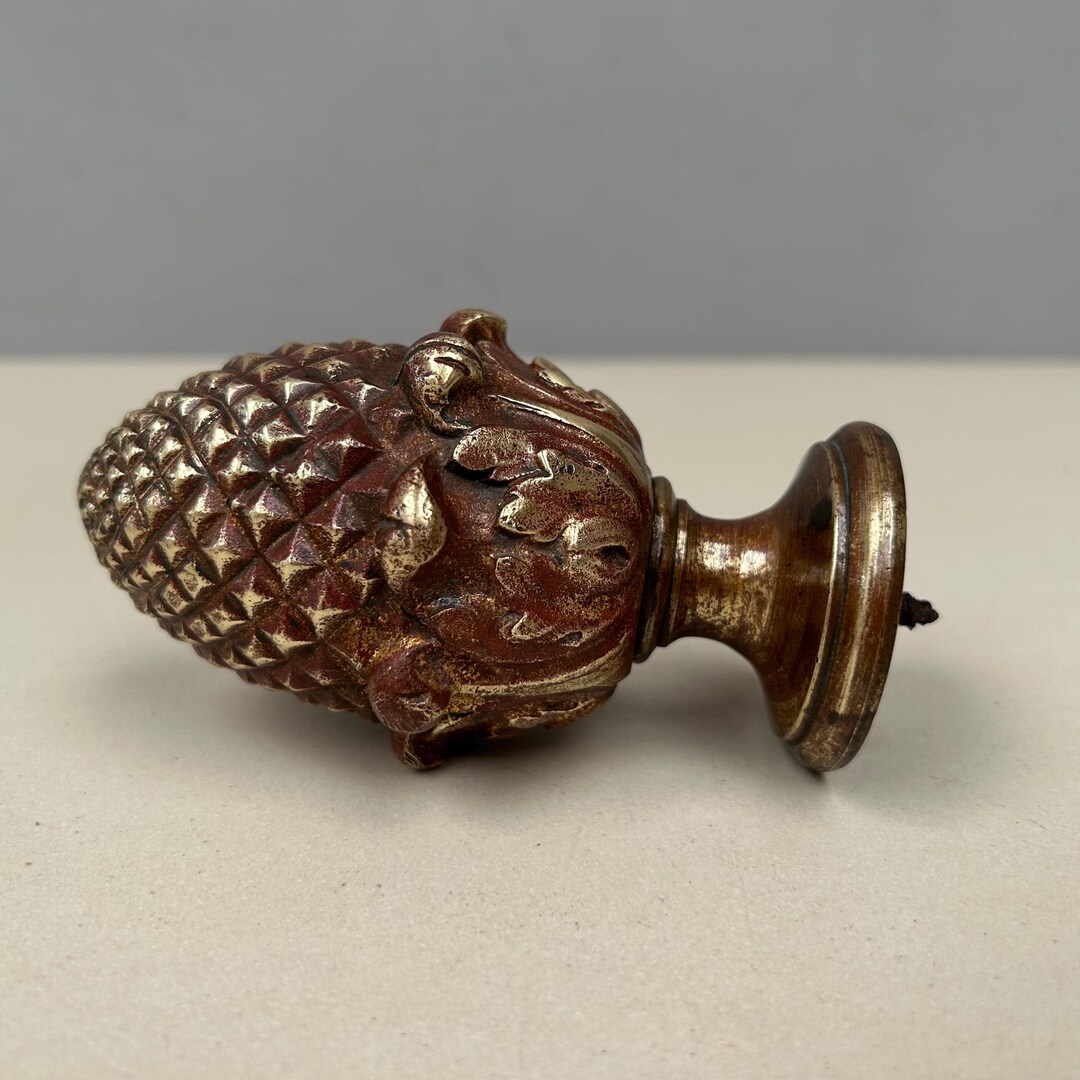 Large Antique French Pine Cone Finial Curtain Gilt Bronze Finial Pole ...