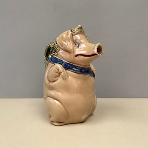 Antique French Majolica Pig Jug Barbotine Hog Pitcher Orchies. Fair ...