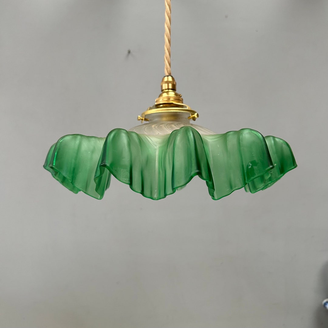 Rare Colour Vintage French Frilly Glass Lampshade Frosted - Etsy