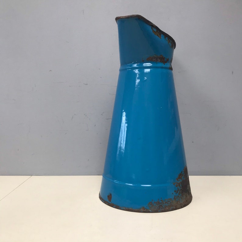 Vintage French Large Enamel Water Pitcher. Shabby Chic & - Etsy