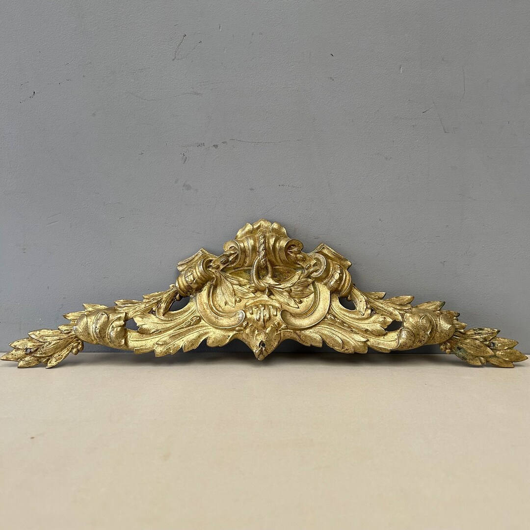 Large 18 Antique French Gilt Bronze Ornate Pediment Ormolu Gold Metal ...