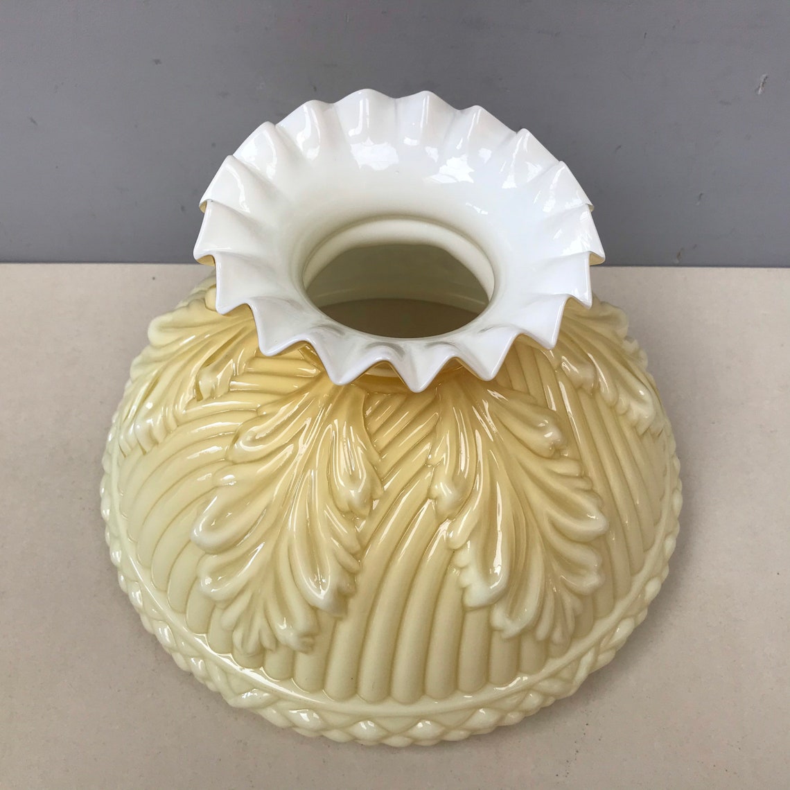 Rare Large Soft Yellow and White Vintage French Milk Glass | Etsy