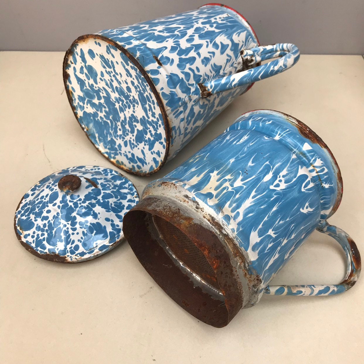 Large Vintage French Enamel Cafetiere Coffee Pot Jug | Etsy