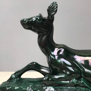 S R Bonome Paris Large Ceramic Resting Deer Sculpture. - Etsy