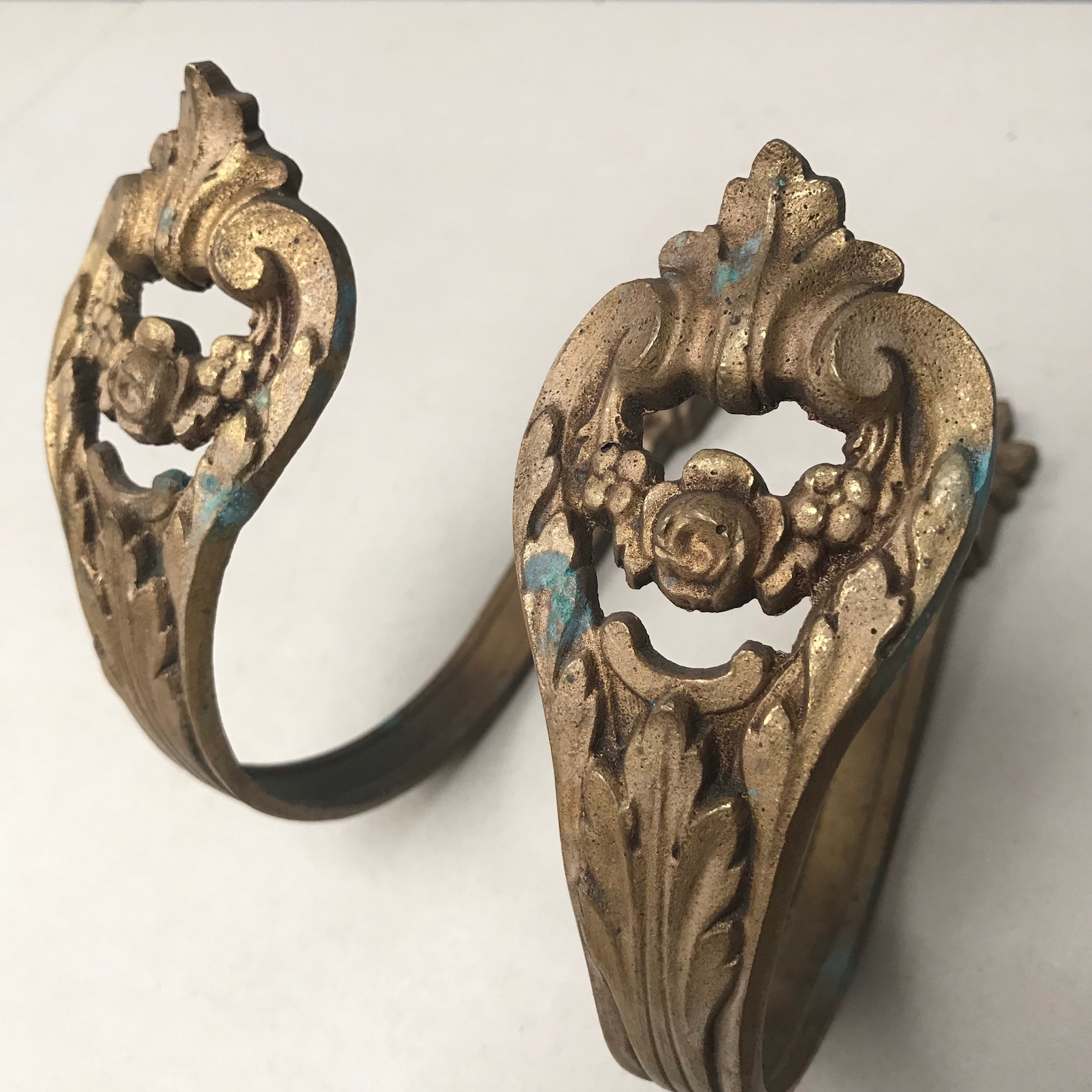 Pair of Large Antique French Gilt Bronze Curtain Tiebacks Hooks Tie ...