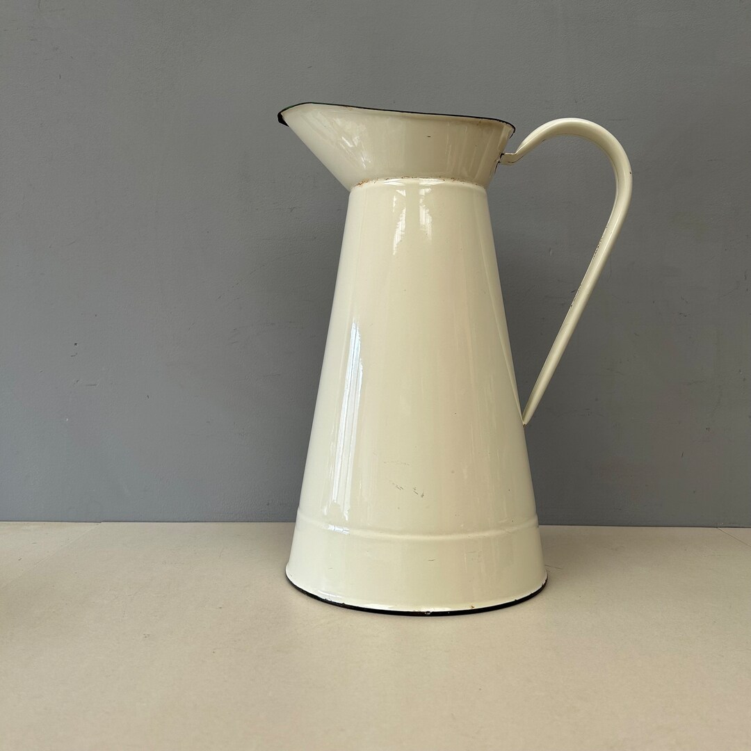 Excellent Condition Vintage French Large Enamel Water Pitcher Jug ...
