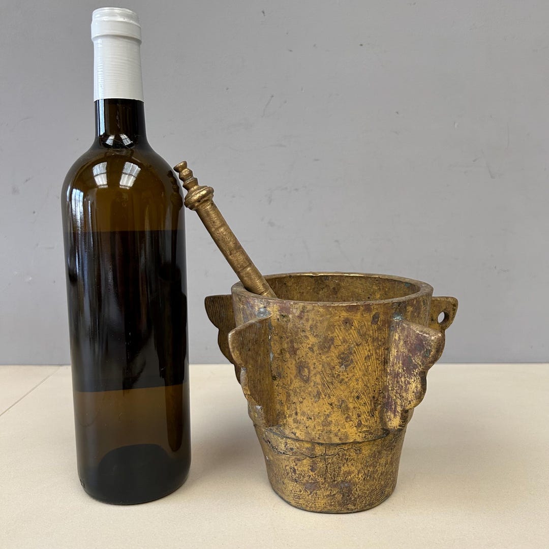 4.2KG! Large Mehraz Primitive Antique Solid Brass Bronze Pestle and ...
