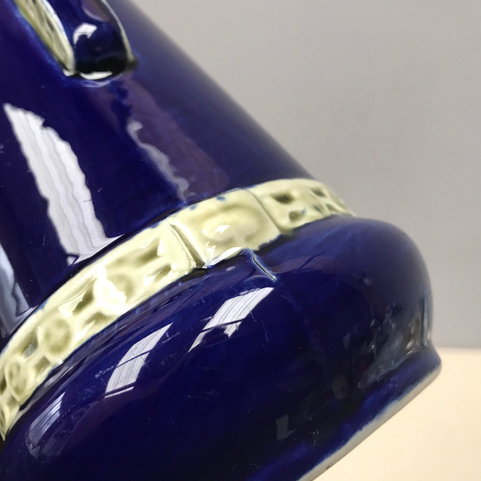 Vintage French Rich Blue Vase Antique Ceramic Majolica De Bruyn Fives ...