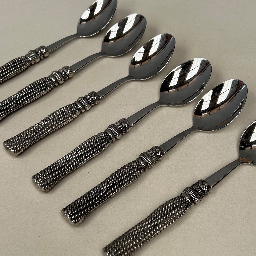 Set of 6 Ornate Silver Plated Spoons. Vintage Silea Marked Dining ...