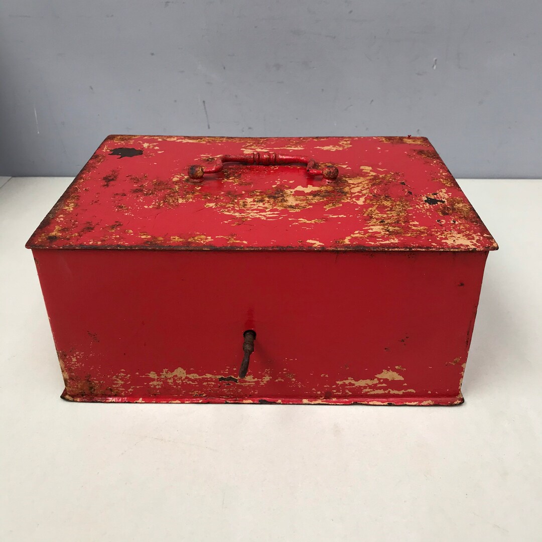 Large Antique French Safe Box Money Jewellery Lockable Metal Case ...